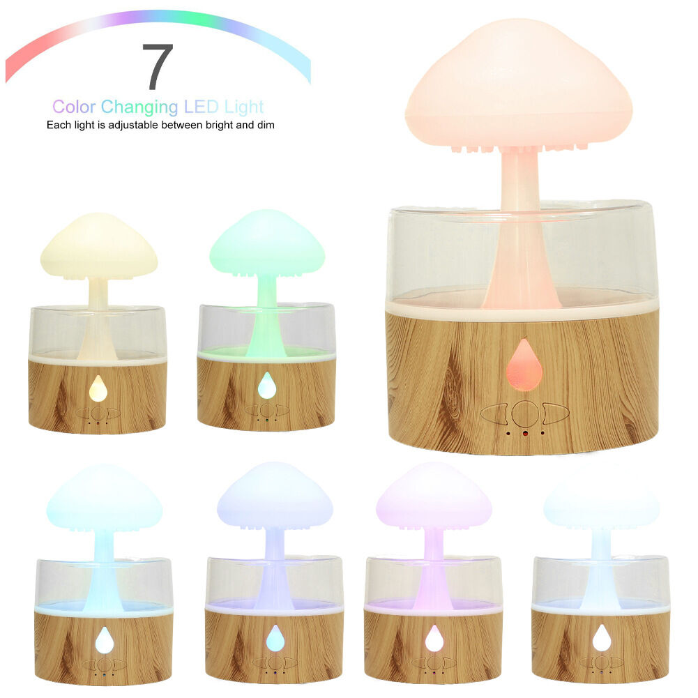 Creative Design Air Humidifier Essential Oil Led Colorful Mushroom Cloud Raindrop Diffuser For ...
