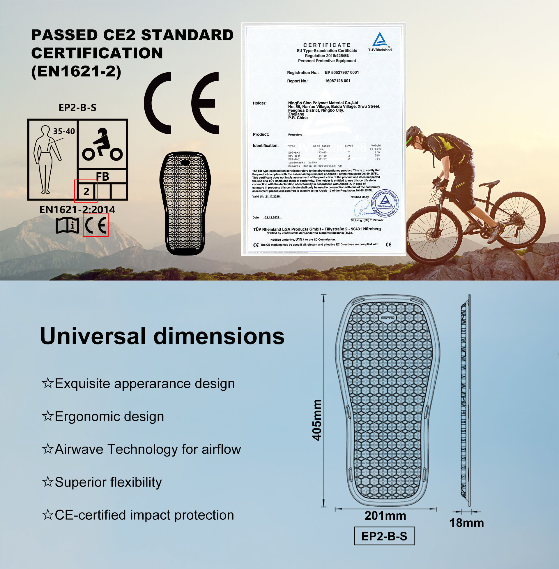 Odm Ce Level 2 Back S Skating Protective Armor Insert Pads For ...