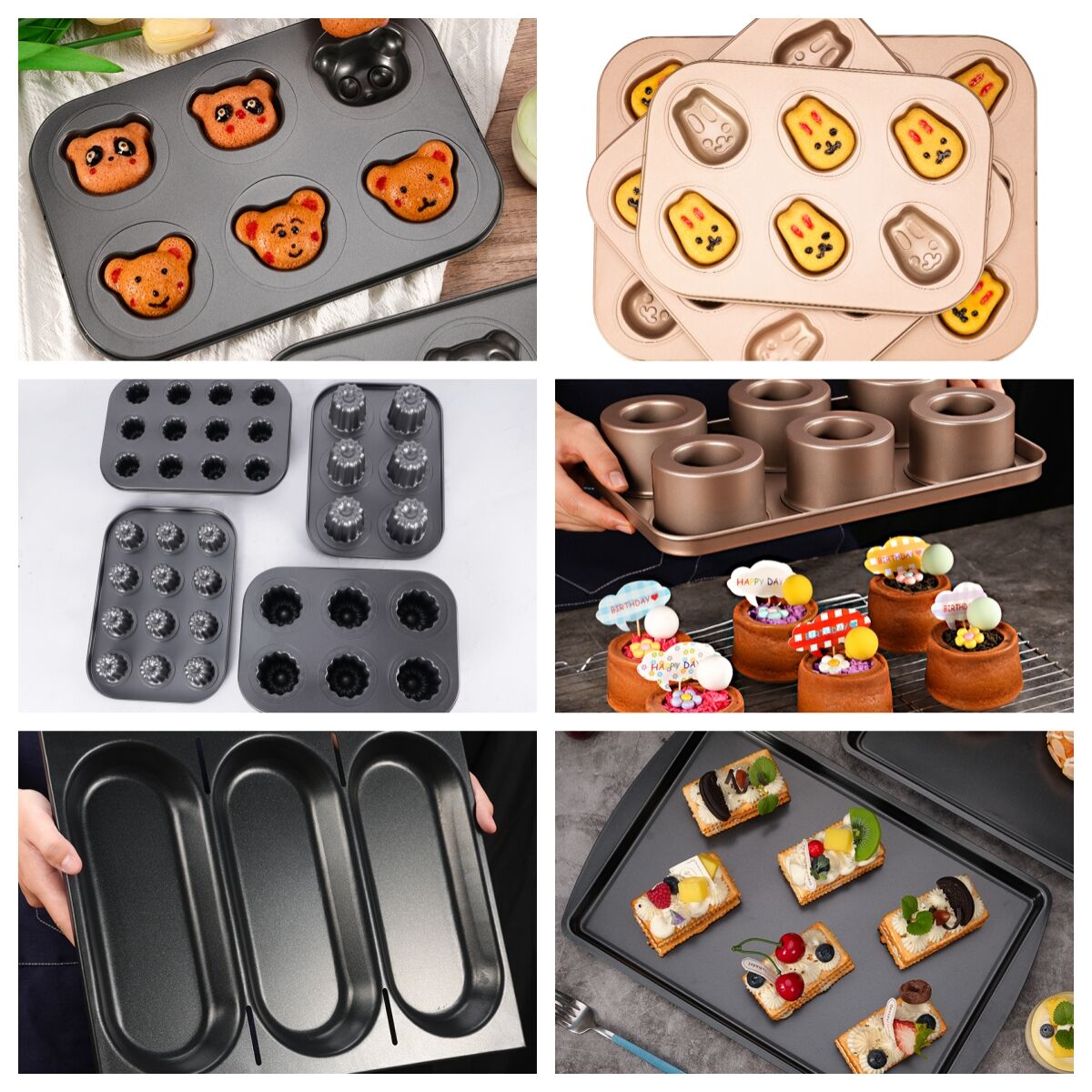 Shallow Cake Pan Set Rectangular Carbon Steel Without Lid Non-stick ...