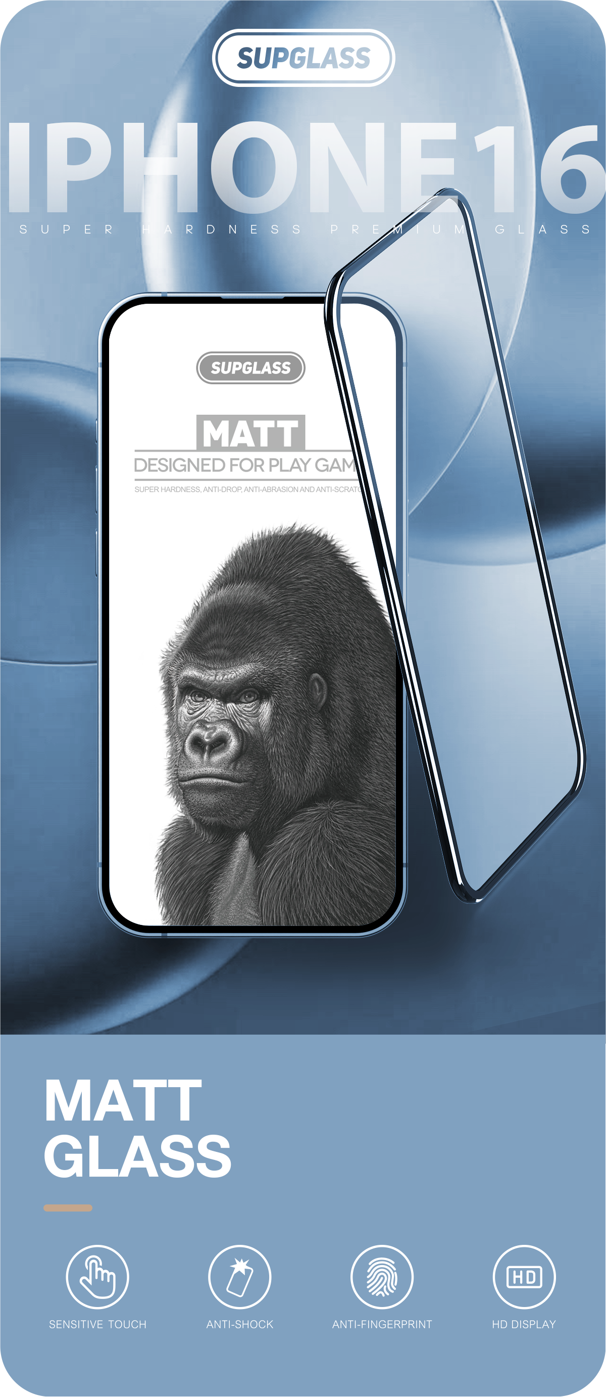 Supglass Xc-13 Gaming Glass Premium Matte Phone Tempered Glass Full ...
