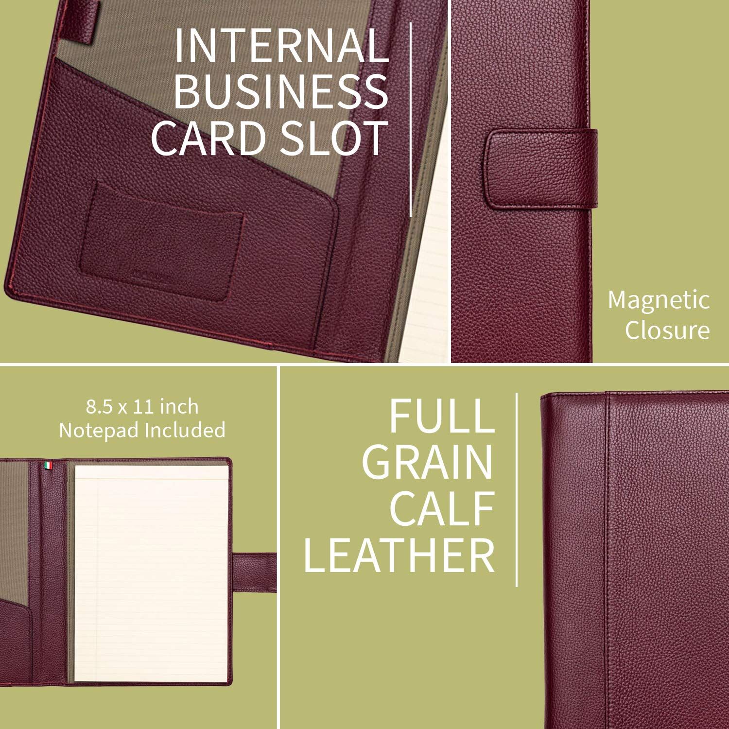 Luxury Leather Folder With Notepad Red Leather Folder Leather Portfolio ...