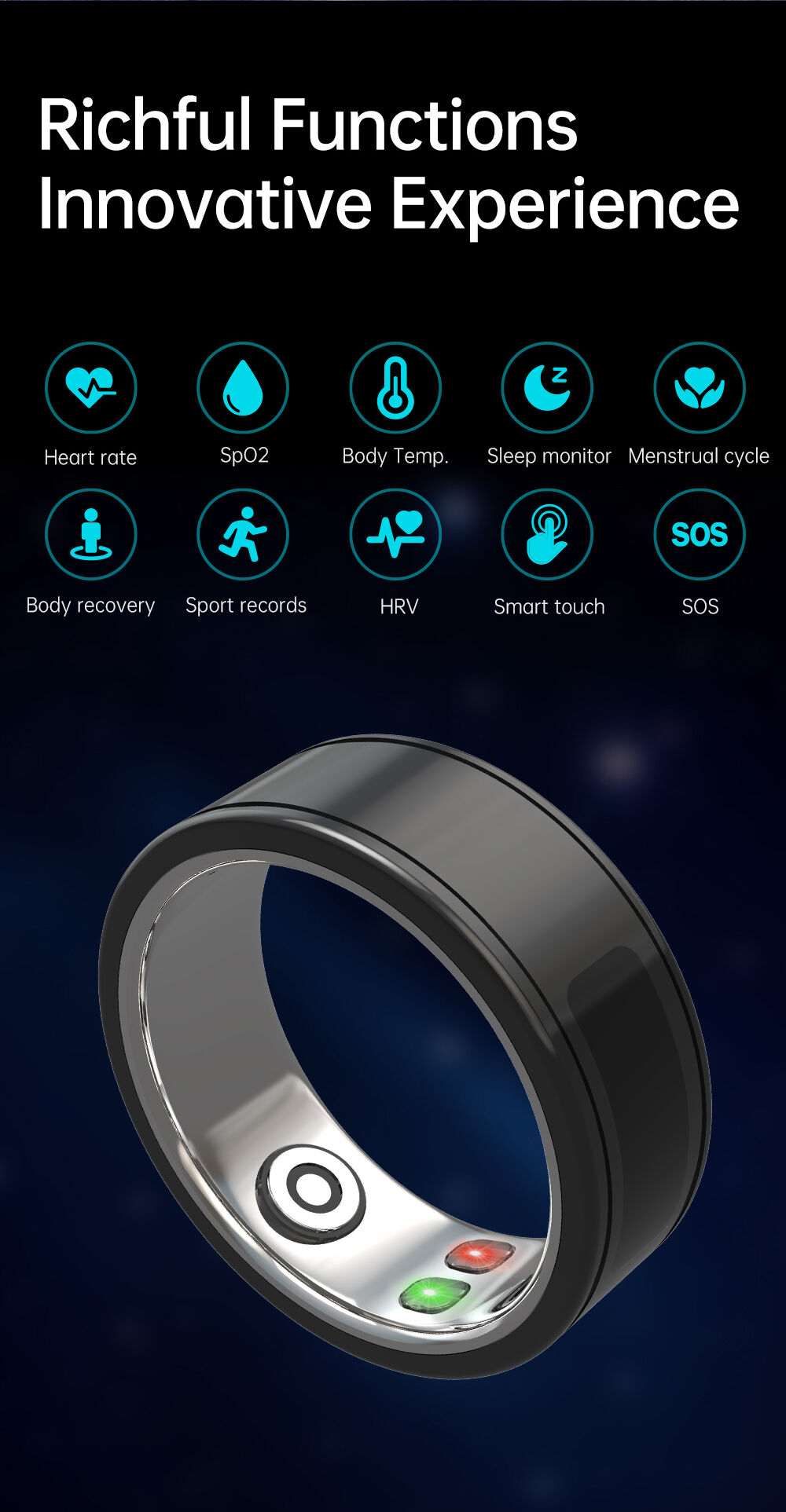 Wholesales Smart Ring Health Tracker Mobile Phone Bt Connection ...