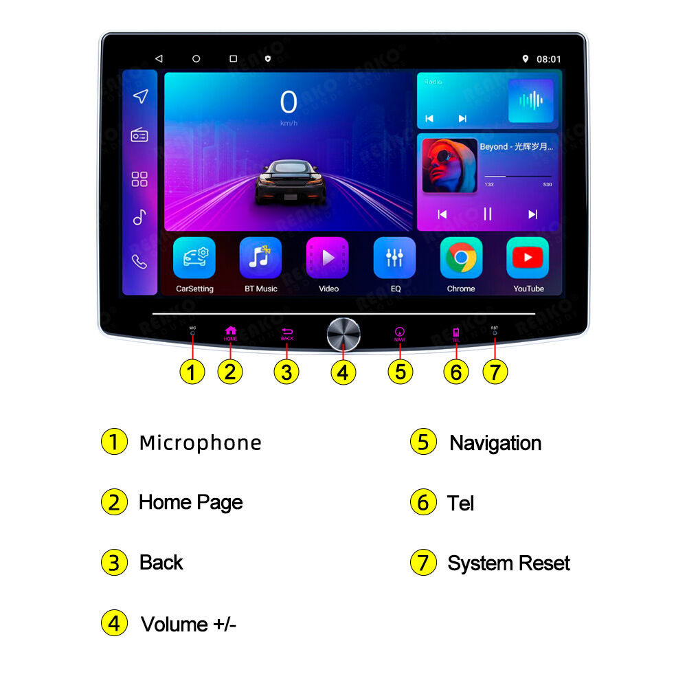 10 Inch Rotating Car Navigation Dash Cam Android Multimedia Player ...