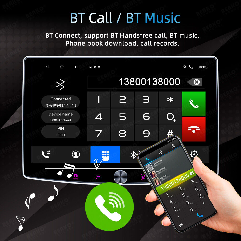 10 Inch Rotating Car Navigation Dash Cam Android Multimedia Player Carplay Mobile Phone ...