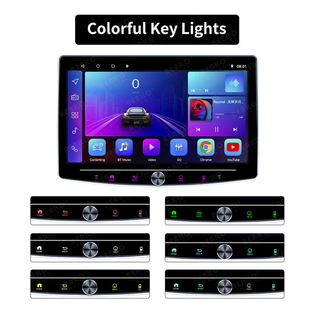 10 Inch Rotating Car Navigation Dash Cam Android Multimedia Player Carplay Mobile Phone ...