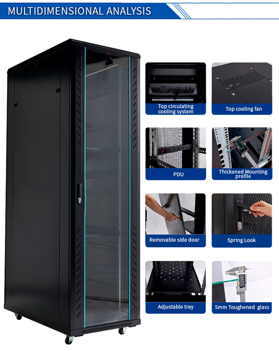 Factory Custom Hot Sell Glass Door 42u Server Rack Smart Network ...