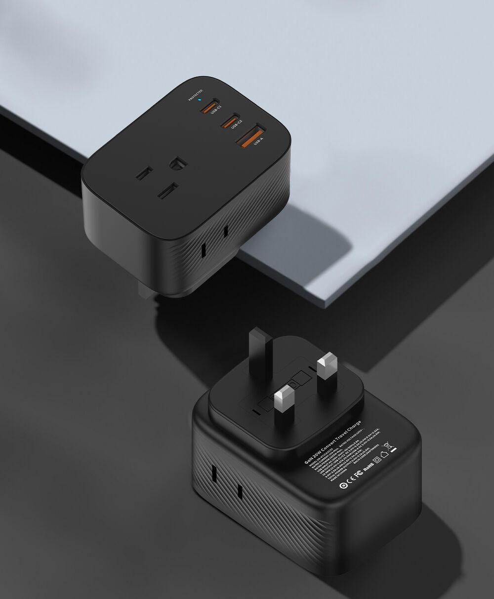 Xiangrun Us Travel Adapter: 3 Ac Outlets, 2 Usb (c+a), 20w Gan, Travel ...