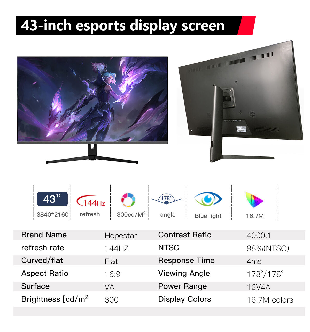 Oem Odm 43 Inch 4000:1 Wide Screen 3840 X 2160 4k Monitor High ...