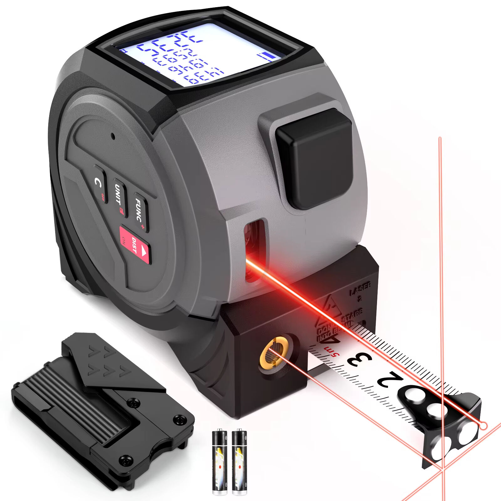 3 In1 Laser Rangefinder 5m Tape Measure Lcd Display Distance Meter ...