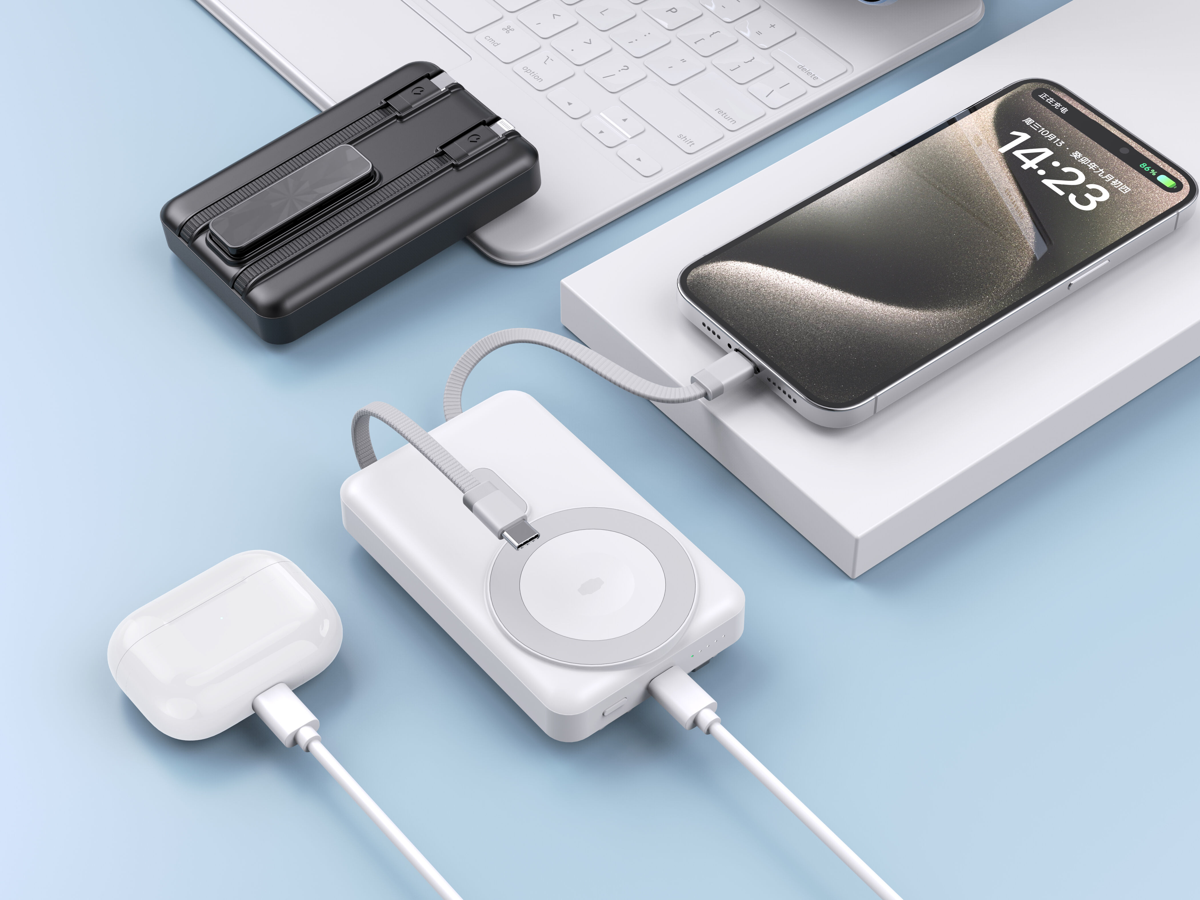 Newest 5 In 1 Magnetic Suction Mobile Power Supply Wireless Charging ...