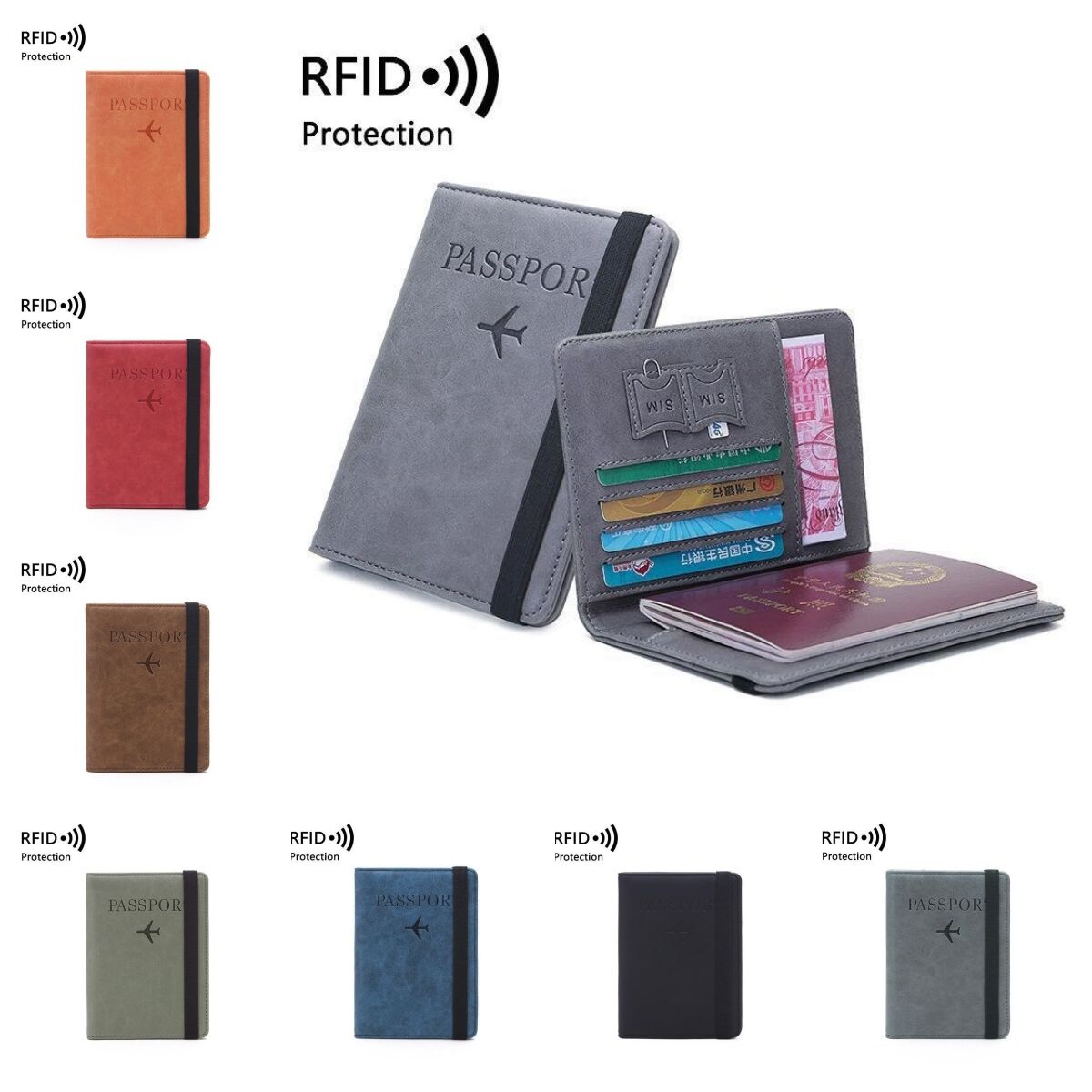 Customized Brown 4 Card Holder Wallet Passport Travel Wallet Money ...