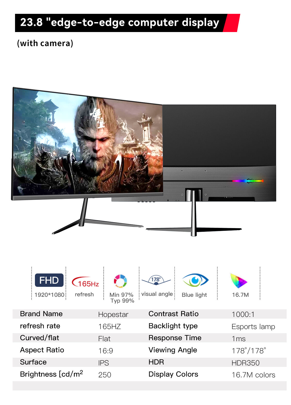 Manufacturer New Product 23.8 Inch 1920*1080p 1k Frameless Flat Screen ...