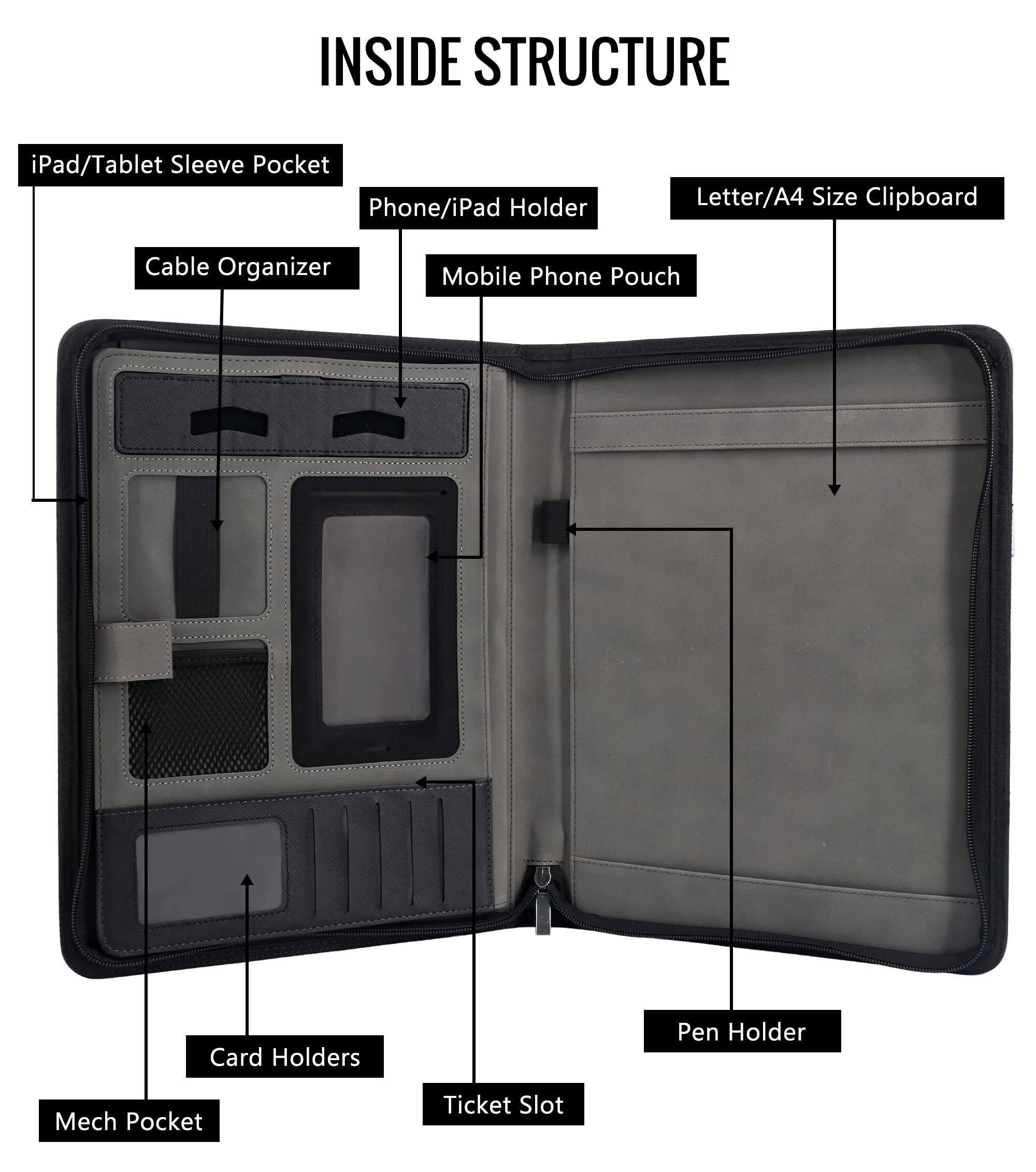 New Design Wholesale Briefcase A4 Clip Folder Leather Portfolio With ...