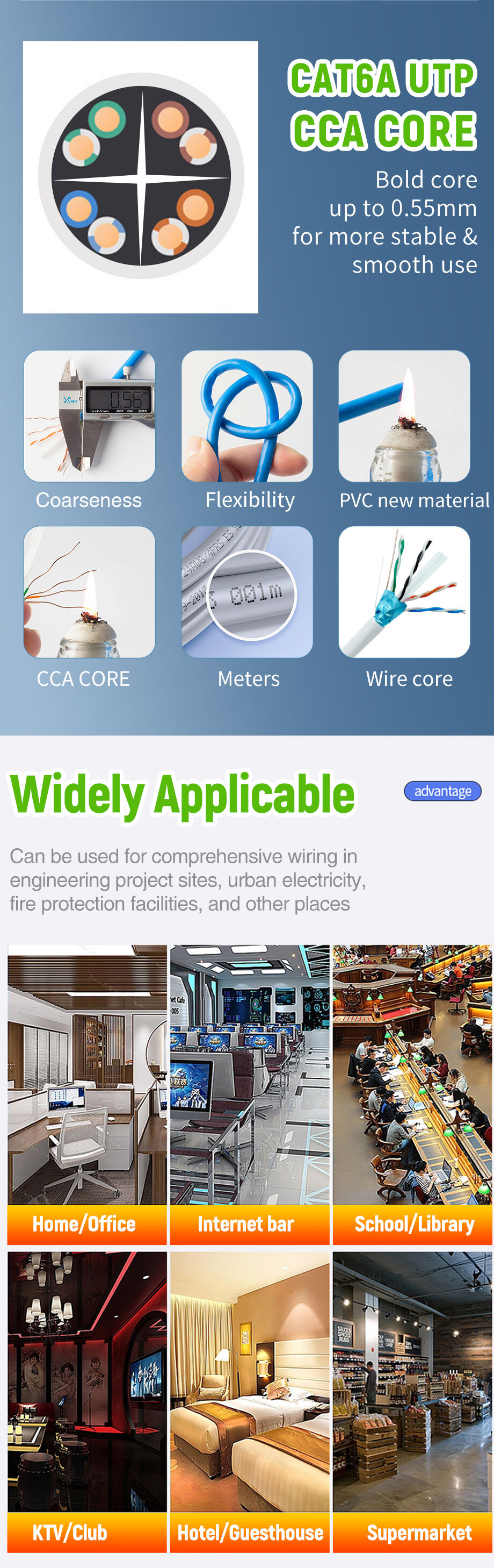 Kico High Speed Lzsh 10g Indoor Ethernet Cat6a Network Lan Cable U/ftp ...