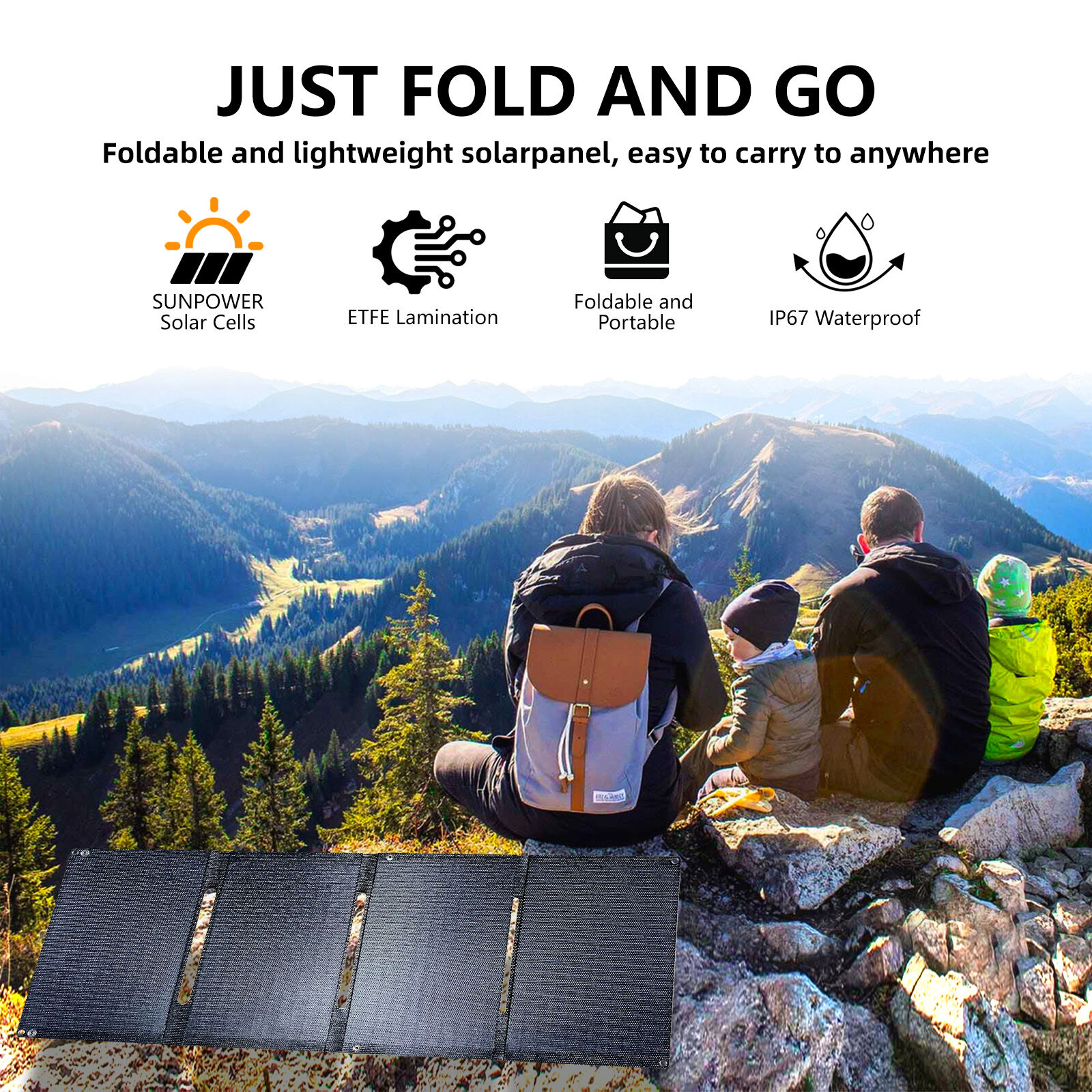 Energy-saving Solar Power Safe 40w Solar Panel Portable Usb Type-c Dc ...