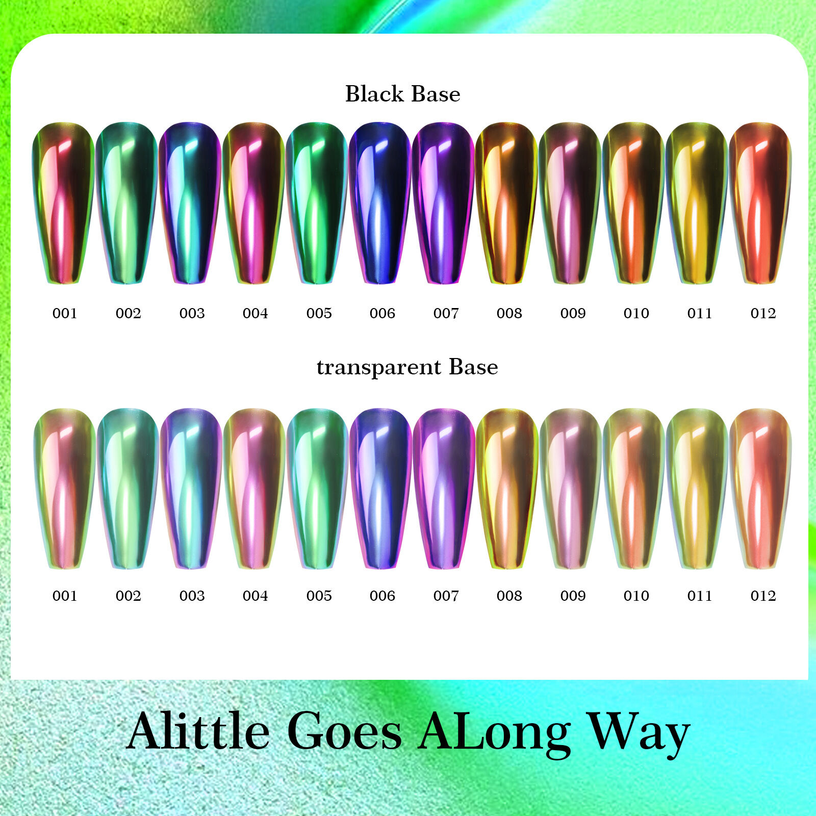 12 Color Glitter Magic Mirror Nail Powder Dust Powder Chameleon Aurora ...