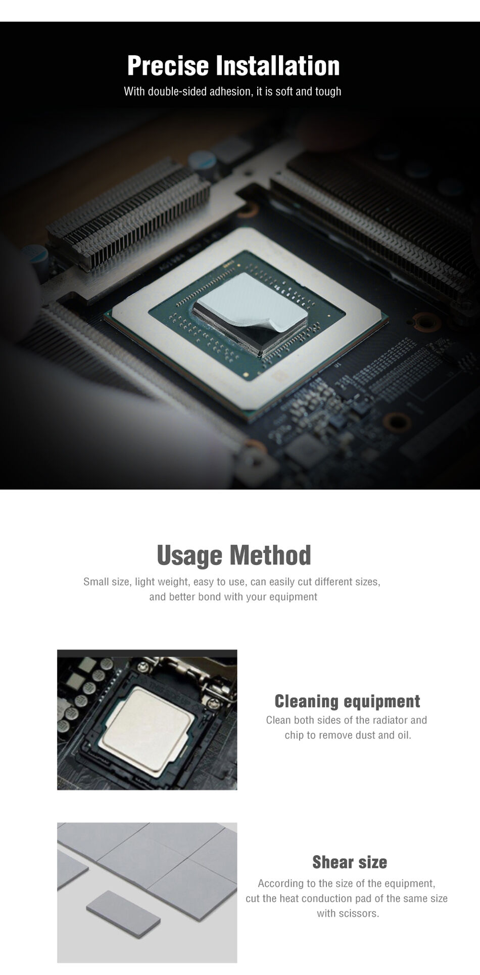 Thermal Silicone Cpu Heatsink Conductive Pad Cooling 120*20*0.5 Gpu ...