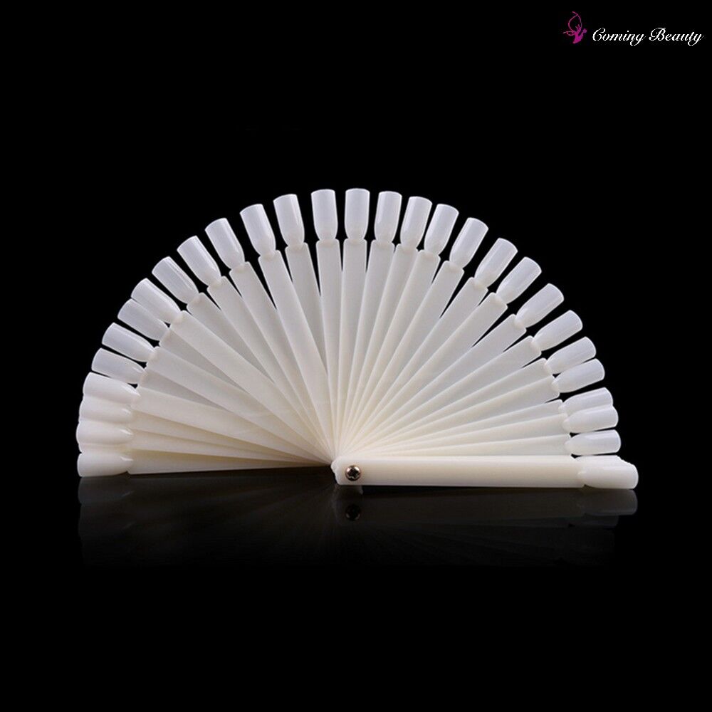 50pcs Nail Swatch Sticks With Ring Fan-shaped Nail Art Polish Practice ...