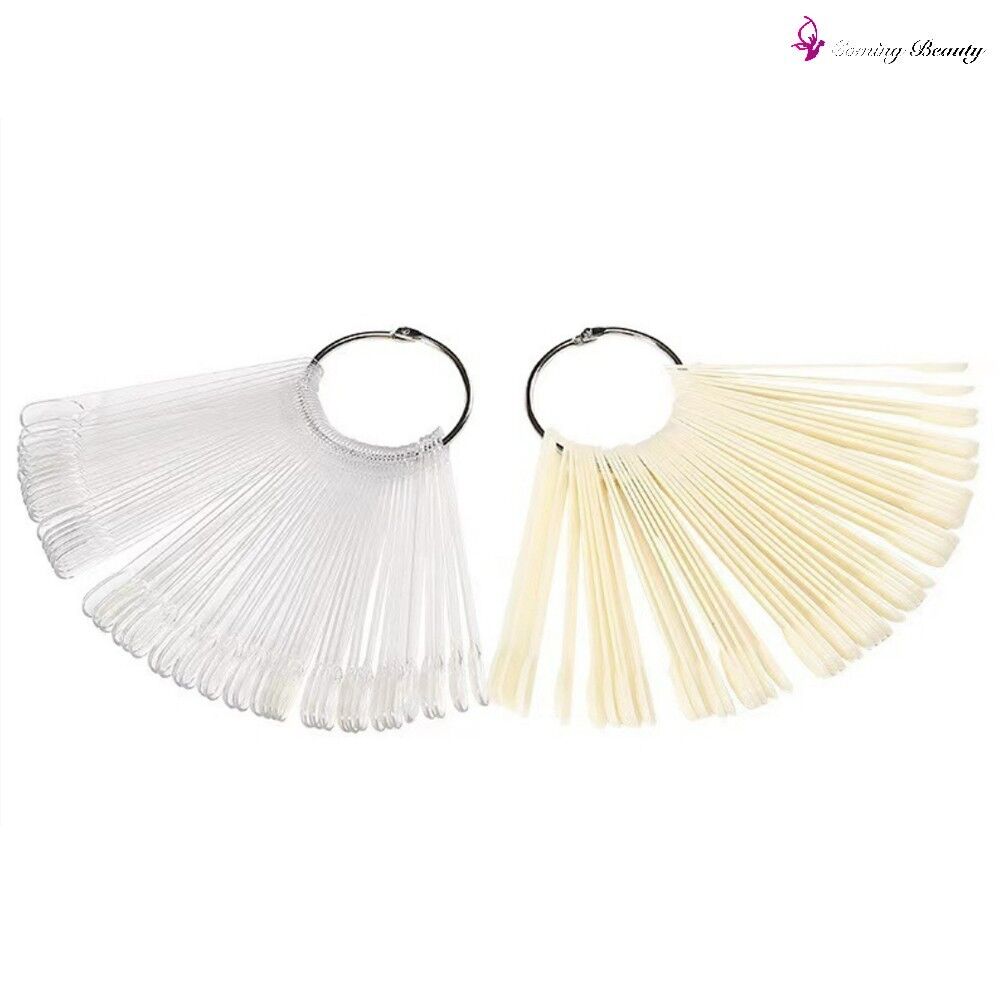 50pcs Nail Swatch Sticks With Ring Fan-shaped Nail Art Polish Practice ...