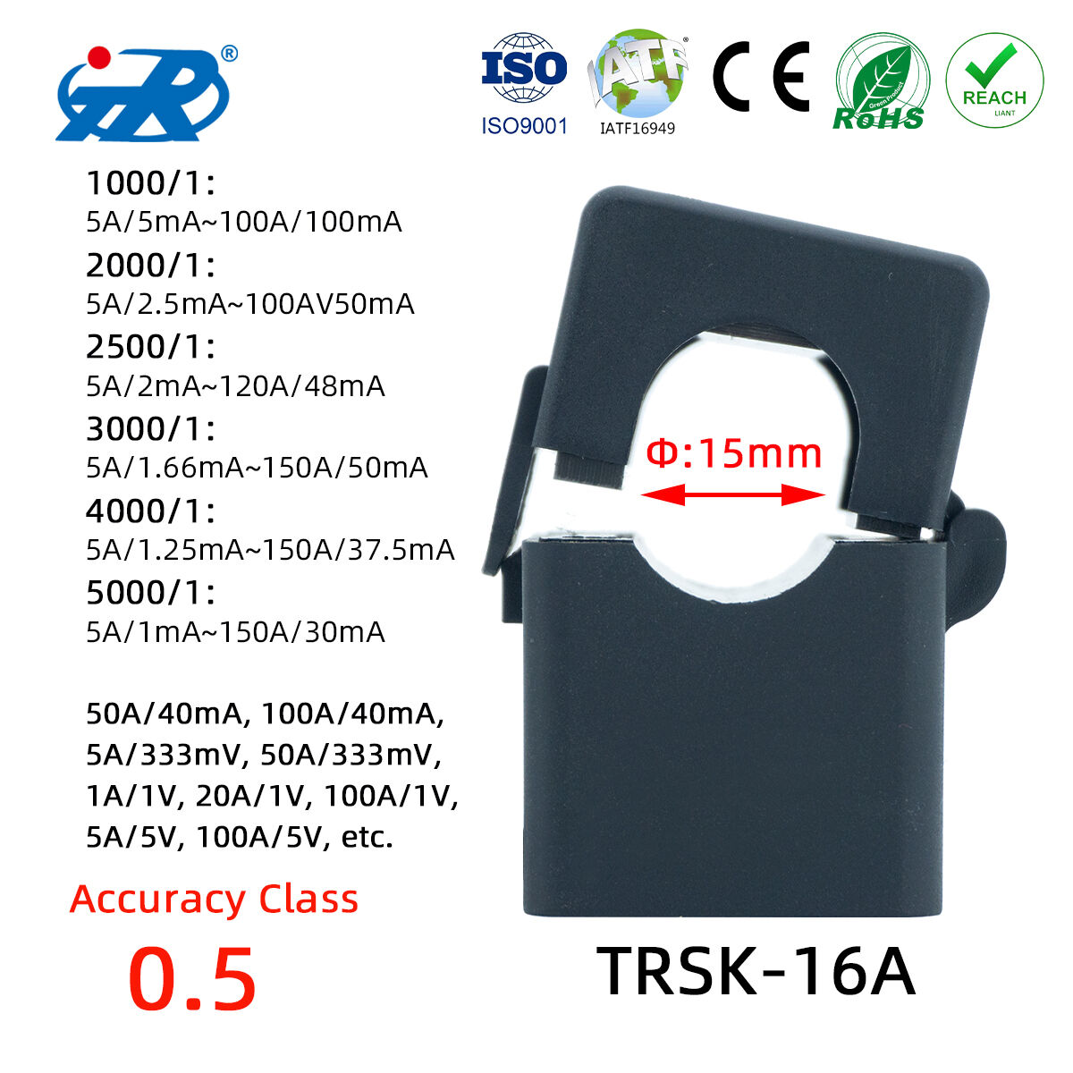 Trfk-10a Split Core Current Transformer 5a-60a 1v Output Ct Ac Factory ...