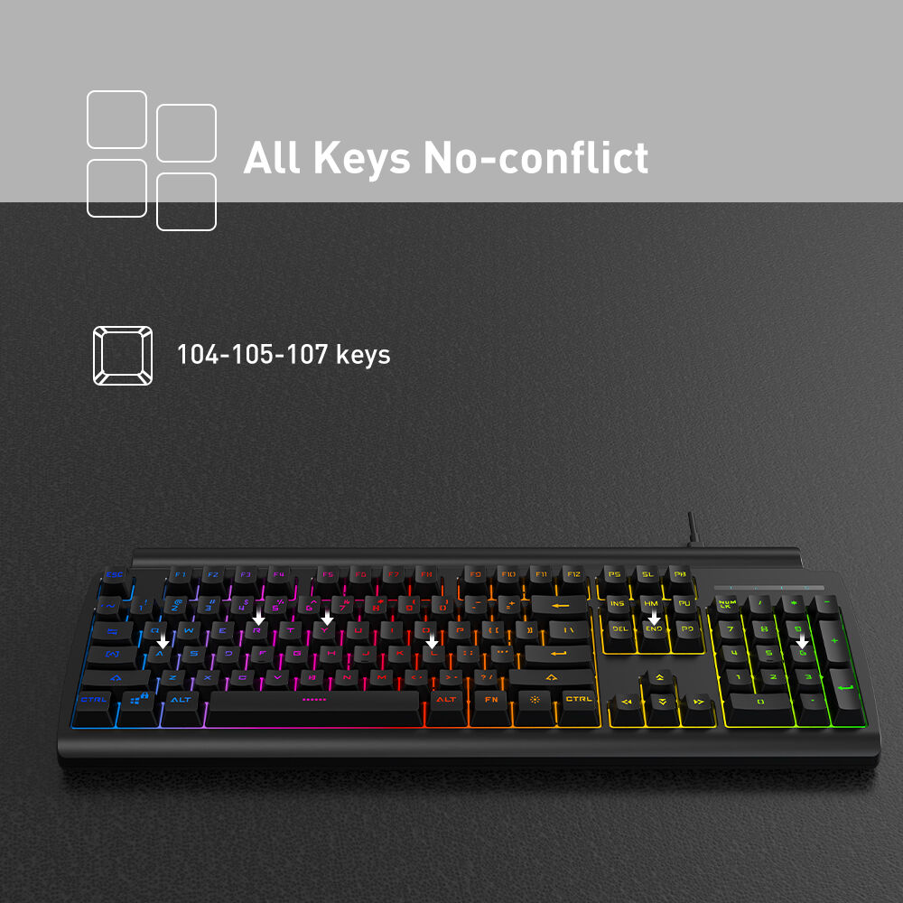 Ky-mk99 Usb Mechanical Ergonomic Designed Streamlined Keyboard All Keys ...