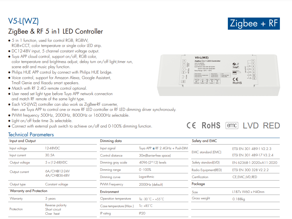 Bulk Buy China Wholesale V5-l(wz) 12-48vdc 5ch Zigbee Rf Controller ...