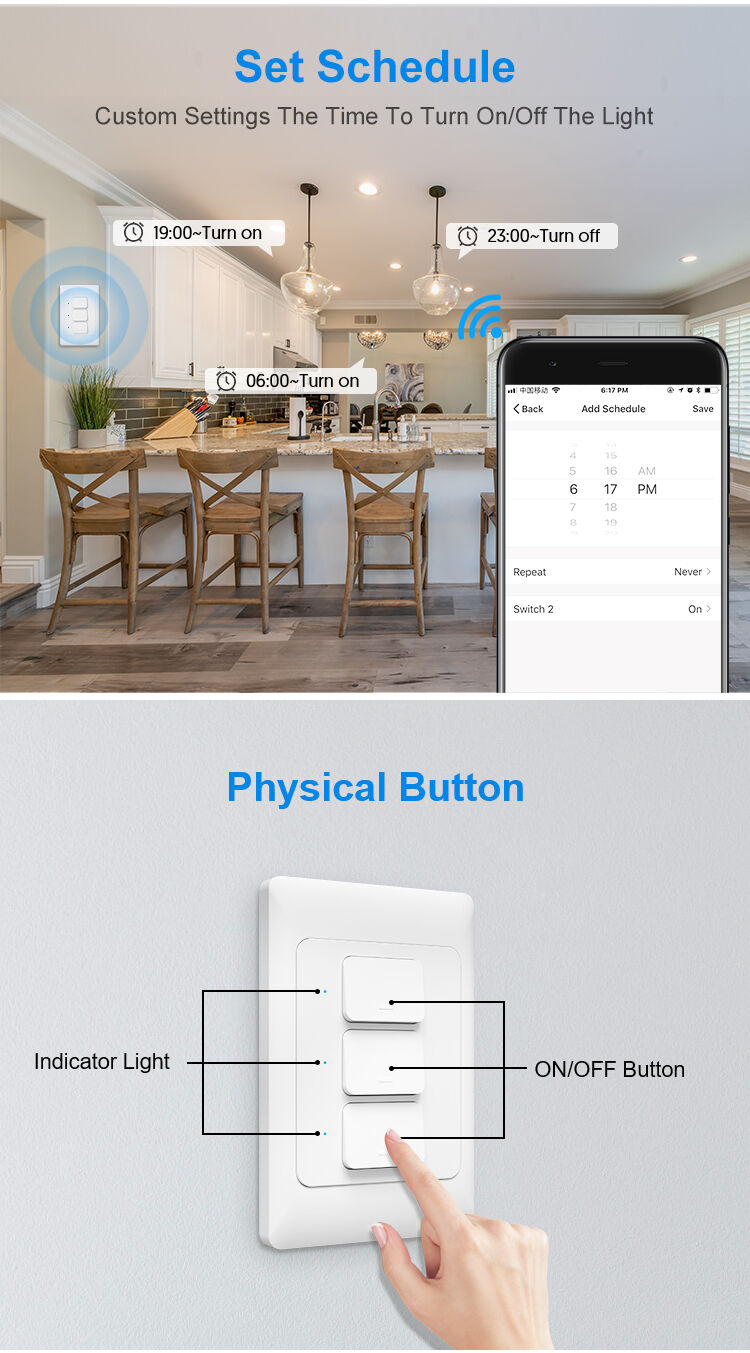 Ci-tech Oem Us Au Br Tuya Alexa Wifi Smart Light Switch Work With Push ...