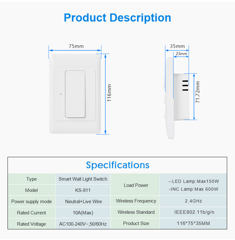 Ci-tech Oem Us Au Br Tuya Alexa Wifi Smart Light Switch Work With Push ...