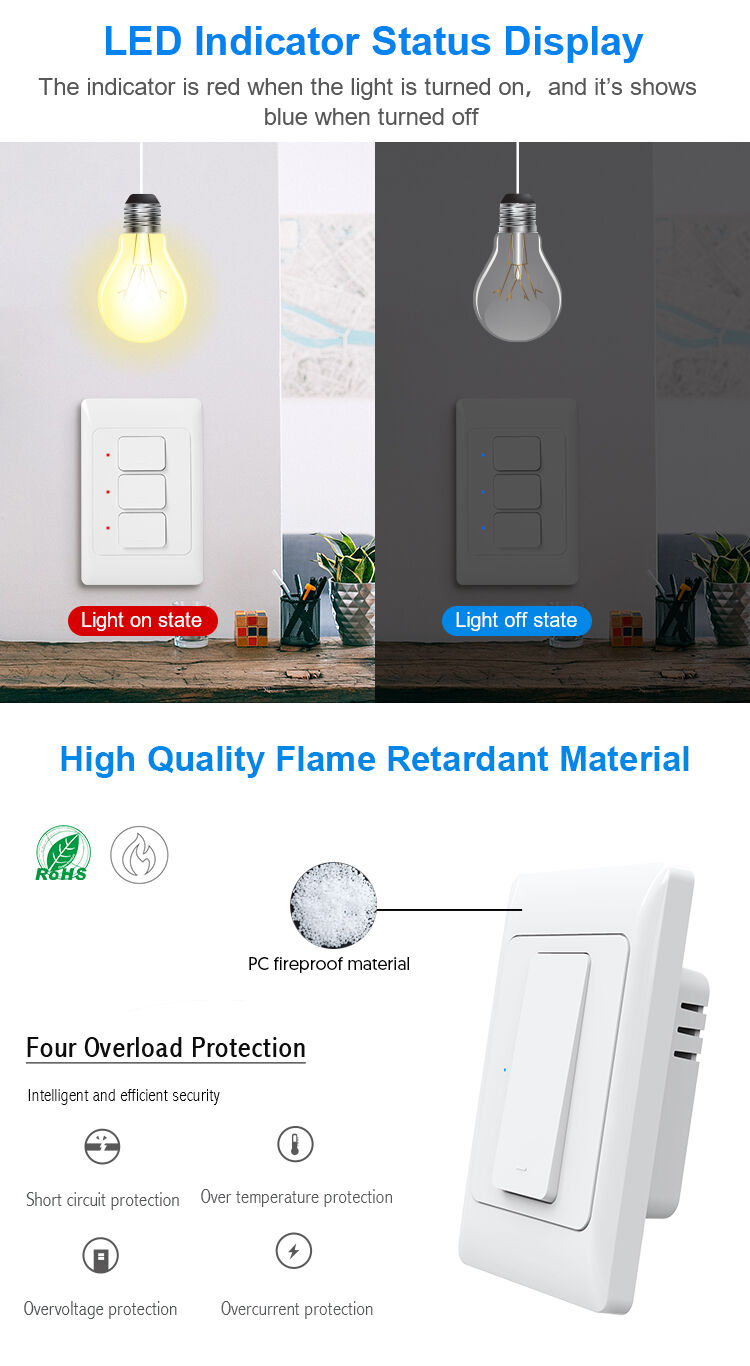 Ci-tech Oem Us Au Br Tuya Alexa Wifi Smart Light Switch Work With Push Button Smart Home Lamp ...