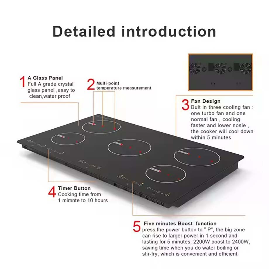 Oem Odm Available Kitchen Appliance 5 Burners 220-240v 9400w Electric ...