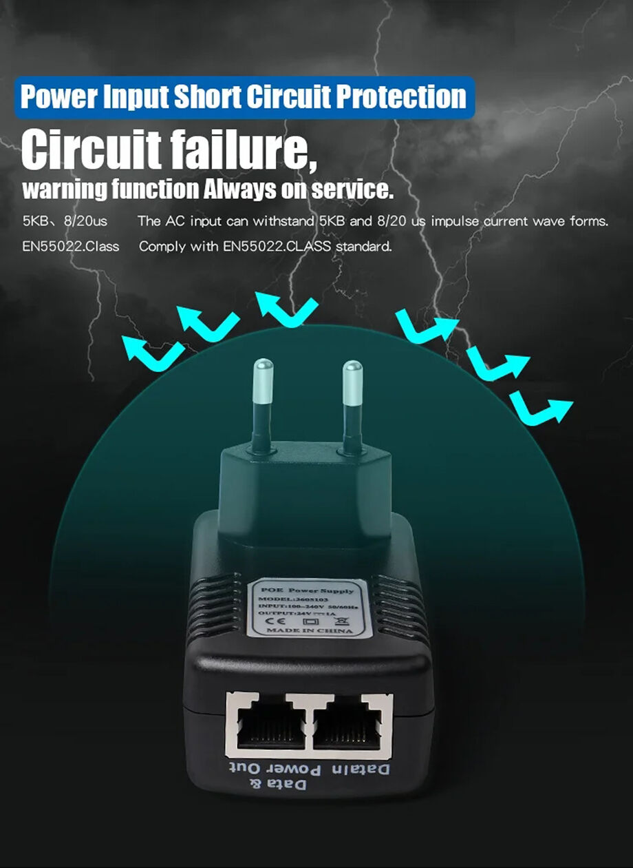 12v 1a 2a 24v1a 48v 0.5a Passive Wallmount Poe Injector 48v Poe ...