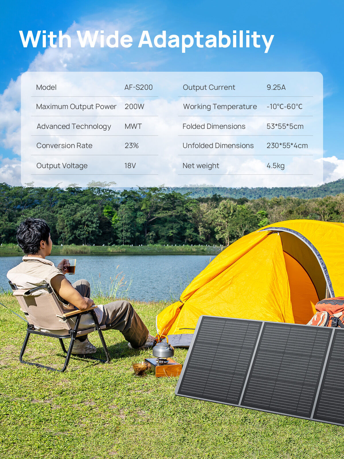 Camping Flexible Film Solar Panels 200w Portable Folding Solar Panel ...