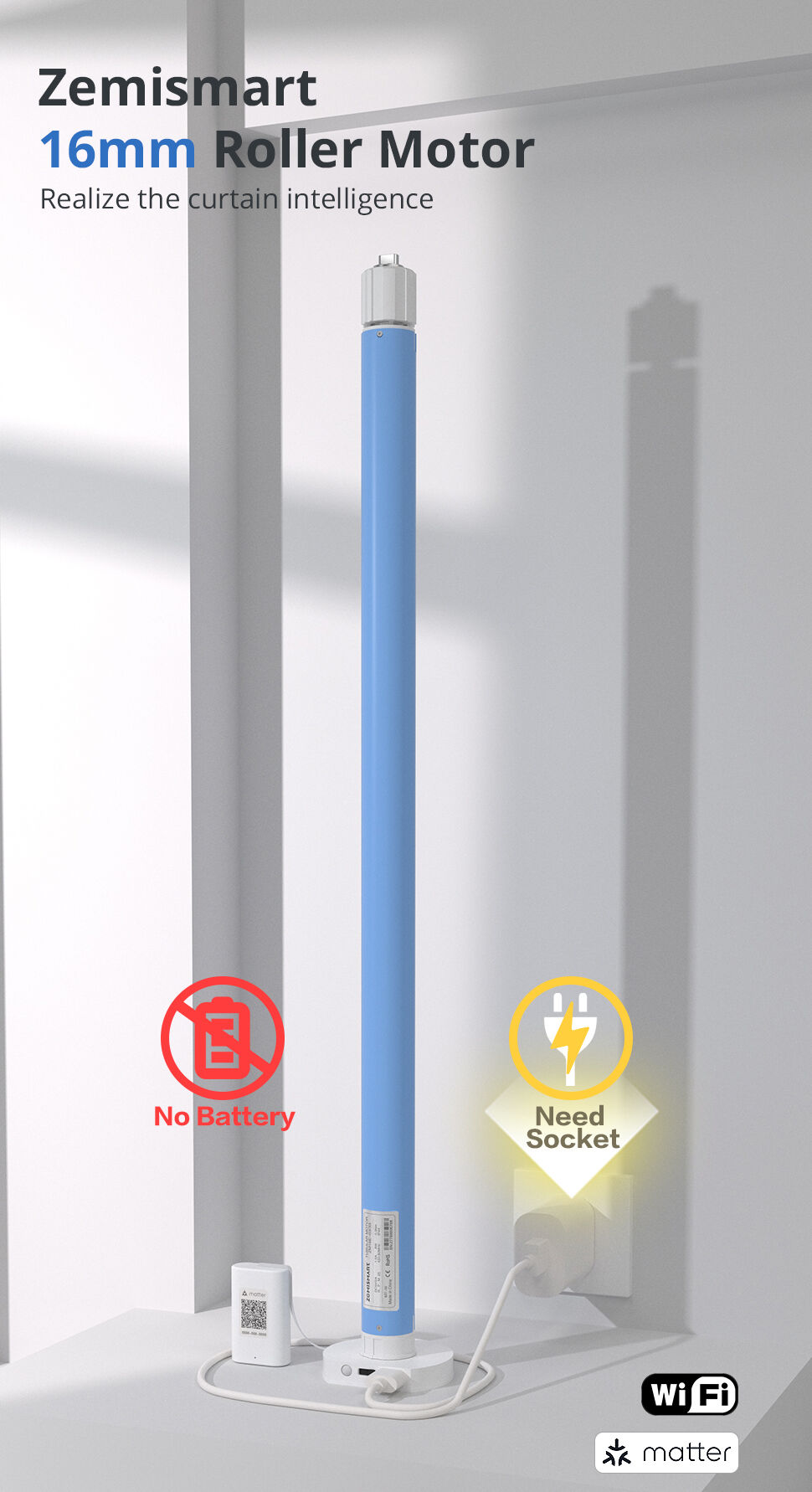 Zemismart Matter Electric Roller Blinds Motor For 17mm 25mm 28mm Tube ...