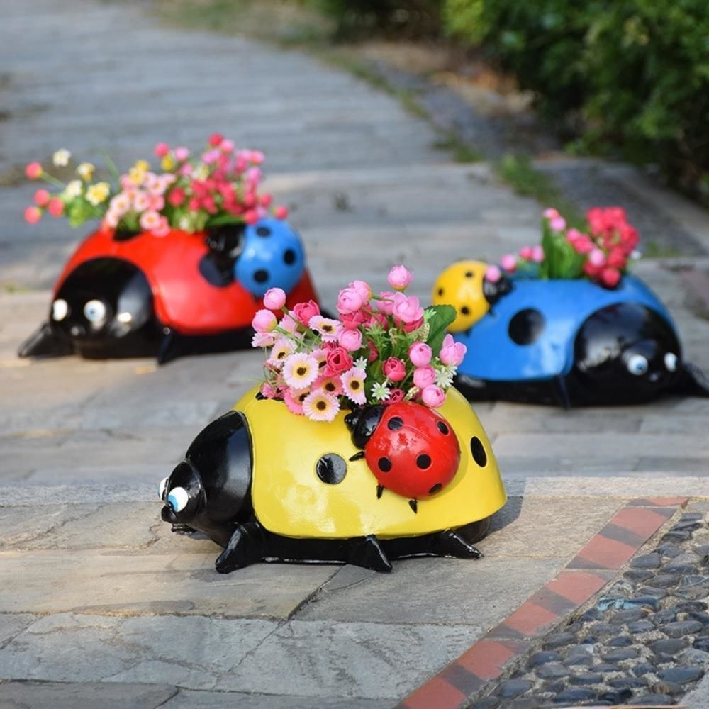 Animal Pot Resin Ladybug Flowerpot Garden Sketches Simulation Whimsical ...