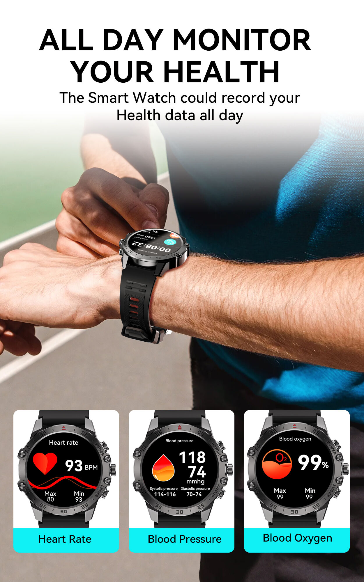 Bwoo Wireless Voice Calls Smart Watch Fashion Classic Man Full Screen 1 ...