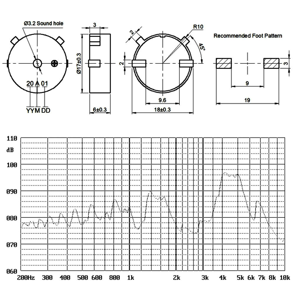 Smd 1760 Piezoelectric Buzzer 90db 3v 17mm 17*6mm 4000hz Alarm Buzzer ...