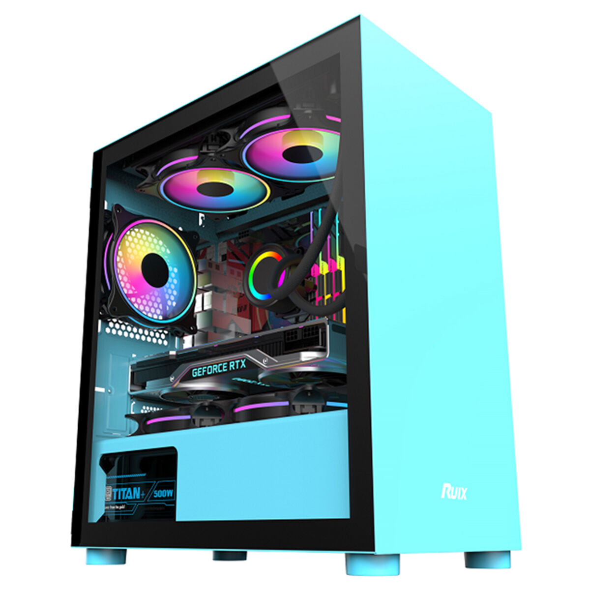 Ruix D2-blue Desktop Gaming Pc Case Full Tower Side Panel Glass ...