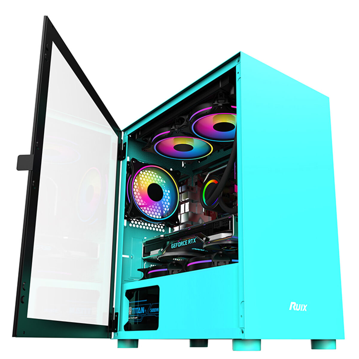 Ruix D2-blue Desktop Gaming Pc Case Full Tower Side Panel Glass ...
