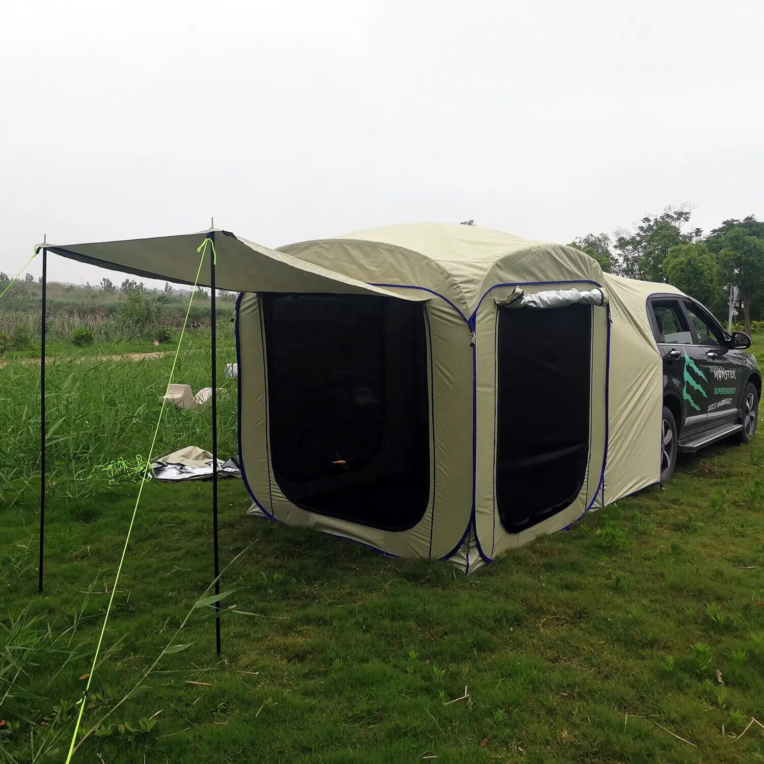 Automatic Car Tent Extended Pop Up Suv Back Of Door Tent For 3-4 ...