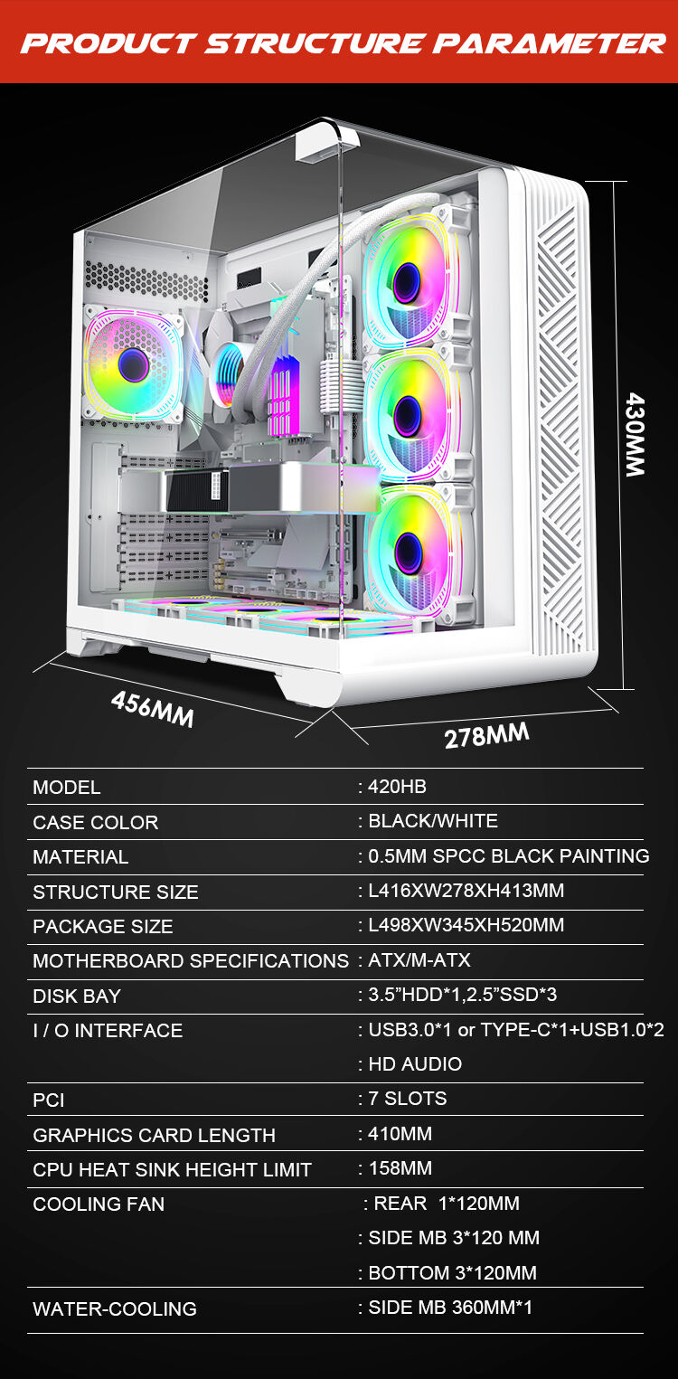 Oem Rgb Rainbow Panoramic Tempered Glass Game Cabinet Gaming Atx Pc ...