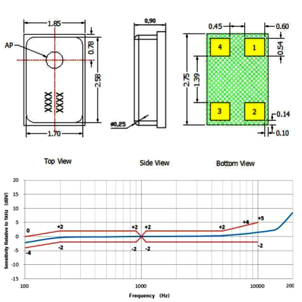 2718 Smd Silicon Microphone Unit 2.7*1.8*0.9mm 42db Analog Signal Mems ...