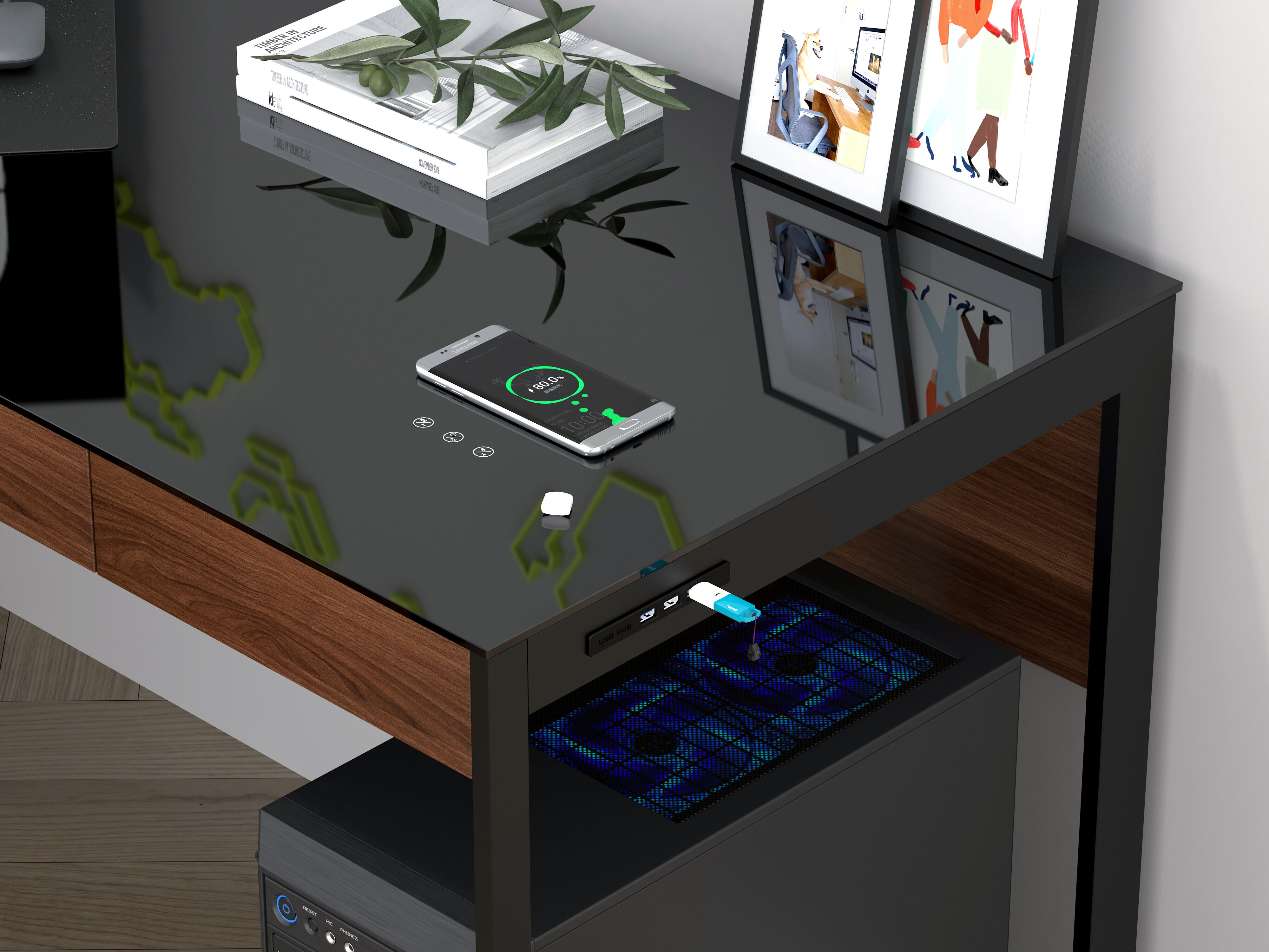 Olin L Shaped Office Home Smart Computer Desk With Drawers Corner Desk ...