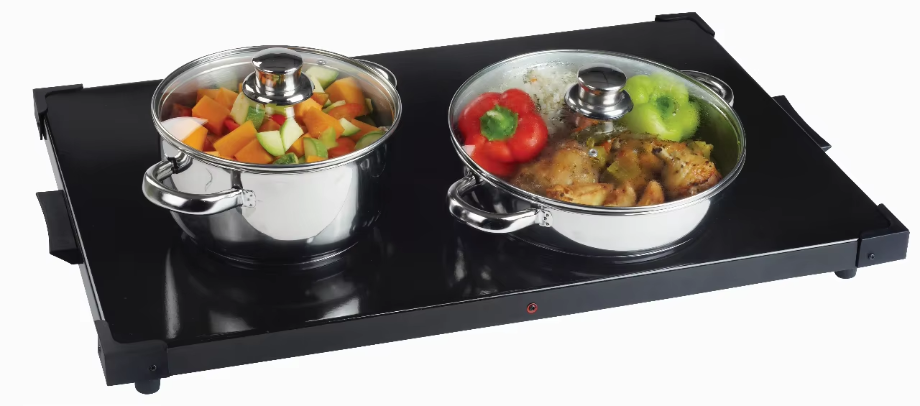 Electric Hot Plate Tray Dish Warmer With Black Glass Top | Ideal For ...