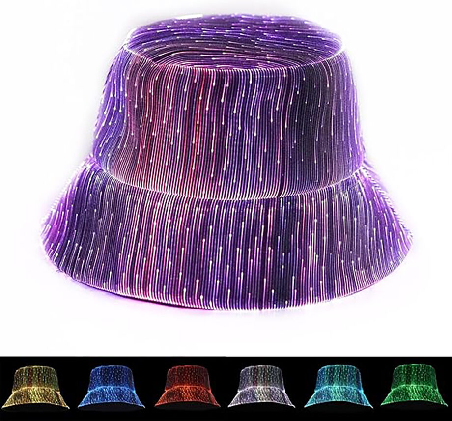 Ai-mich Light-up Led Bucket Hat Soft Cotton Fabric Stylish Glow Design ...