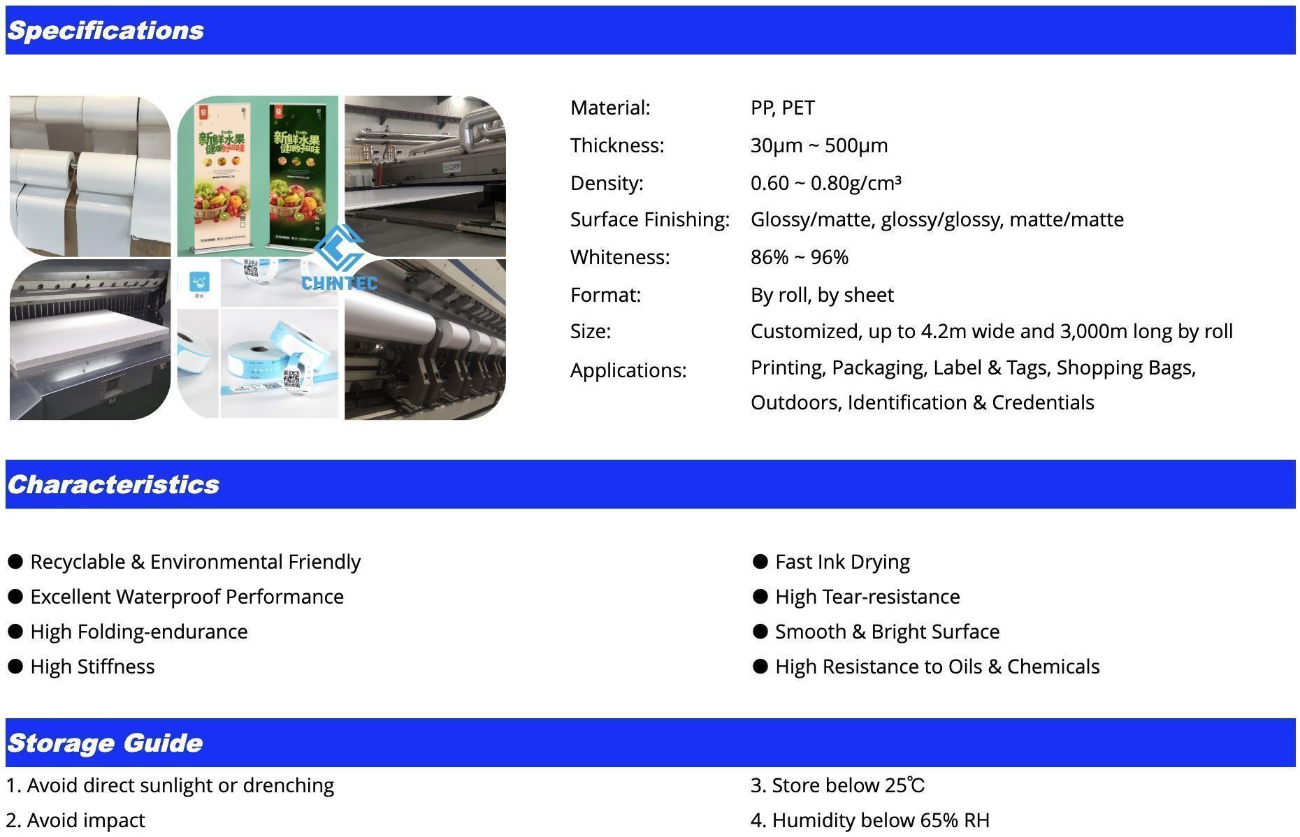 White Printable Blank Synthetic Waterproof Sticker Paper From China ...