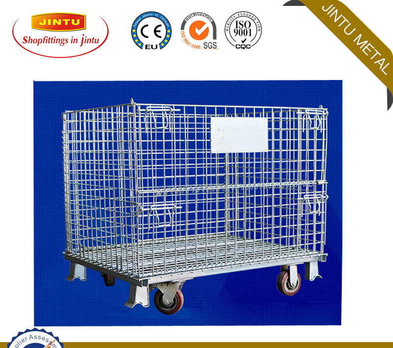 Metal Foldable Stillage Cage Warehouse Stores Heavy Duty Steel Pallet ...
