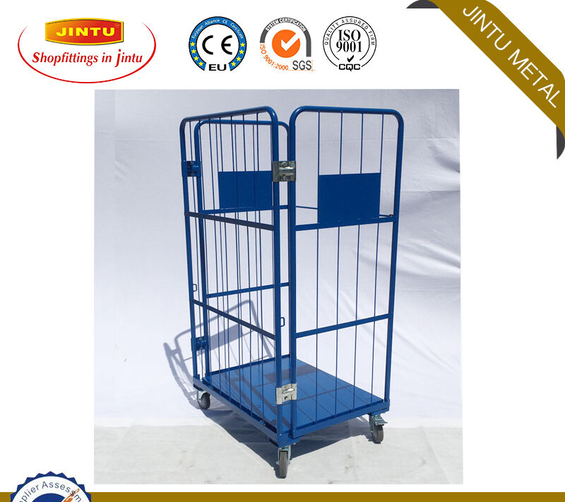 Foldable Three Sides Material Handling Steel Pallet Roll Container ...