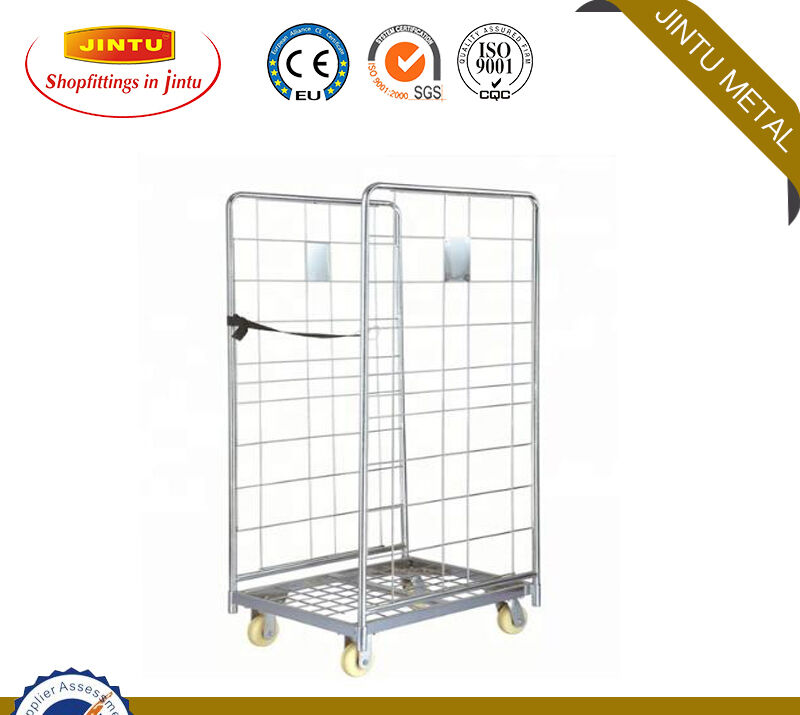 Foldable Three Sides Material Handling Steel Pallet Roll Container ...