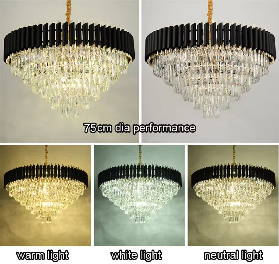 Large Round Indoor Luxury Living Room Pendant Light Black Gold Led ...