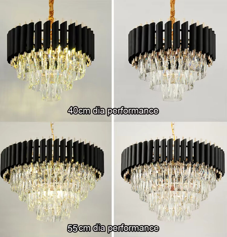 Large Round Indoor Luxury Living Room Pendant Light Black Gold Led ...